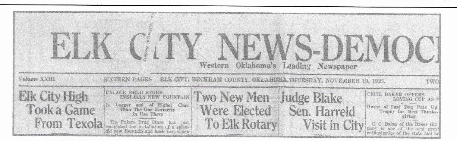 100 Years Ago: November 1925 - Western Oklahoma Historical Society